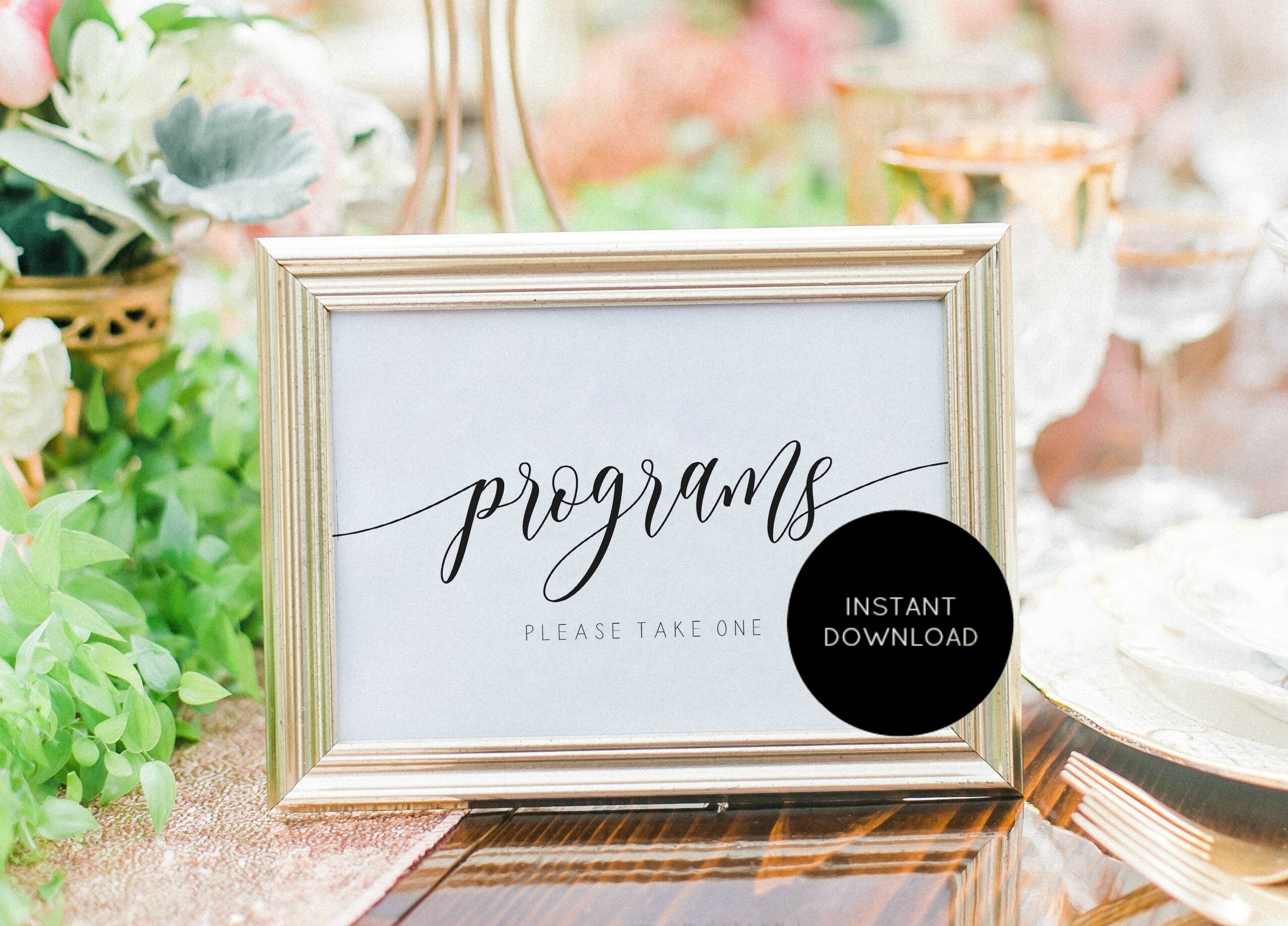 Calligraphy Programs Sign Wedding Programs Sign Template - Etsy