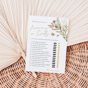 Printable Baby Shower Mommy or Daddy Game, Wildflower Baby Shower Games ...