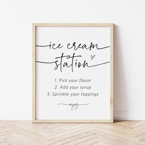 Ice Cream Station Sign, Editable Ice-cream Bar Sign, Modern Wedding ...