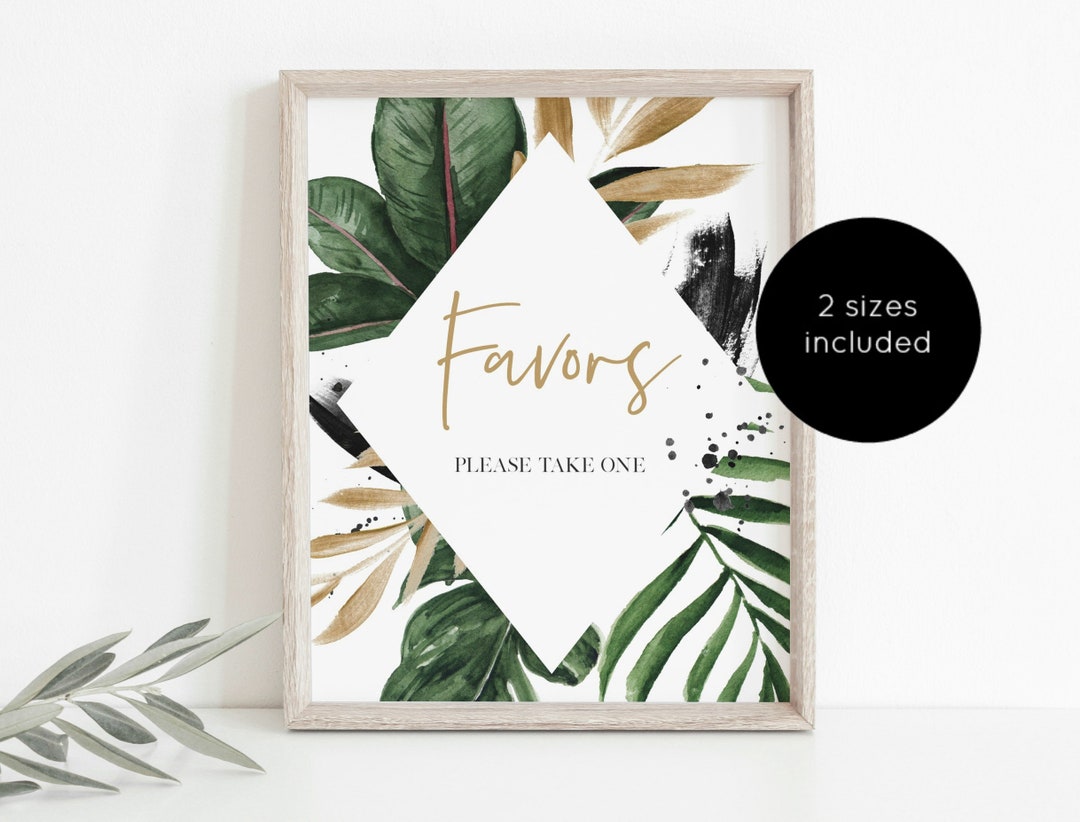 Favor Sign Printable, Favor Sign Template, Tropical Favors Sign ...