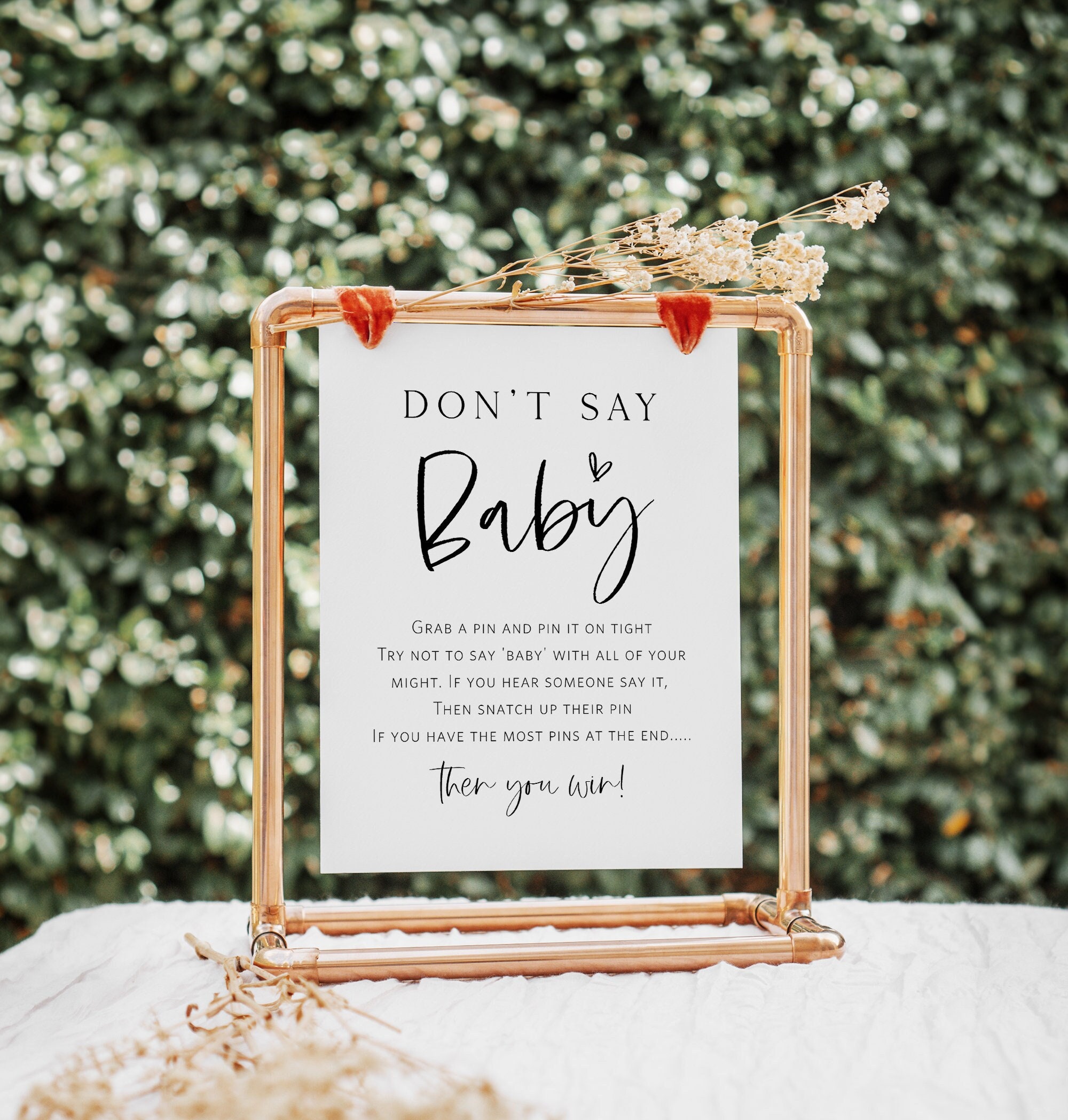 Don't Say Baby Game, Baby Shower Sign, Minimalist Don't Say Baby Sign ...