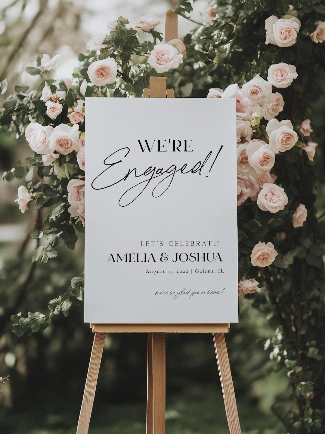 We're Engaged Welcome Sign, Engagement Party Welcome Poster, Modern ...