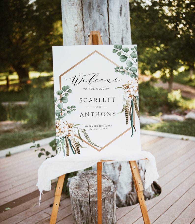 Boho Wedding Welcome Sign Printable Wedding Welcome Poster - Etsy