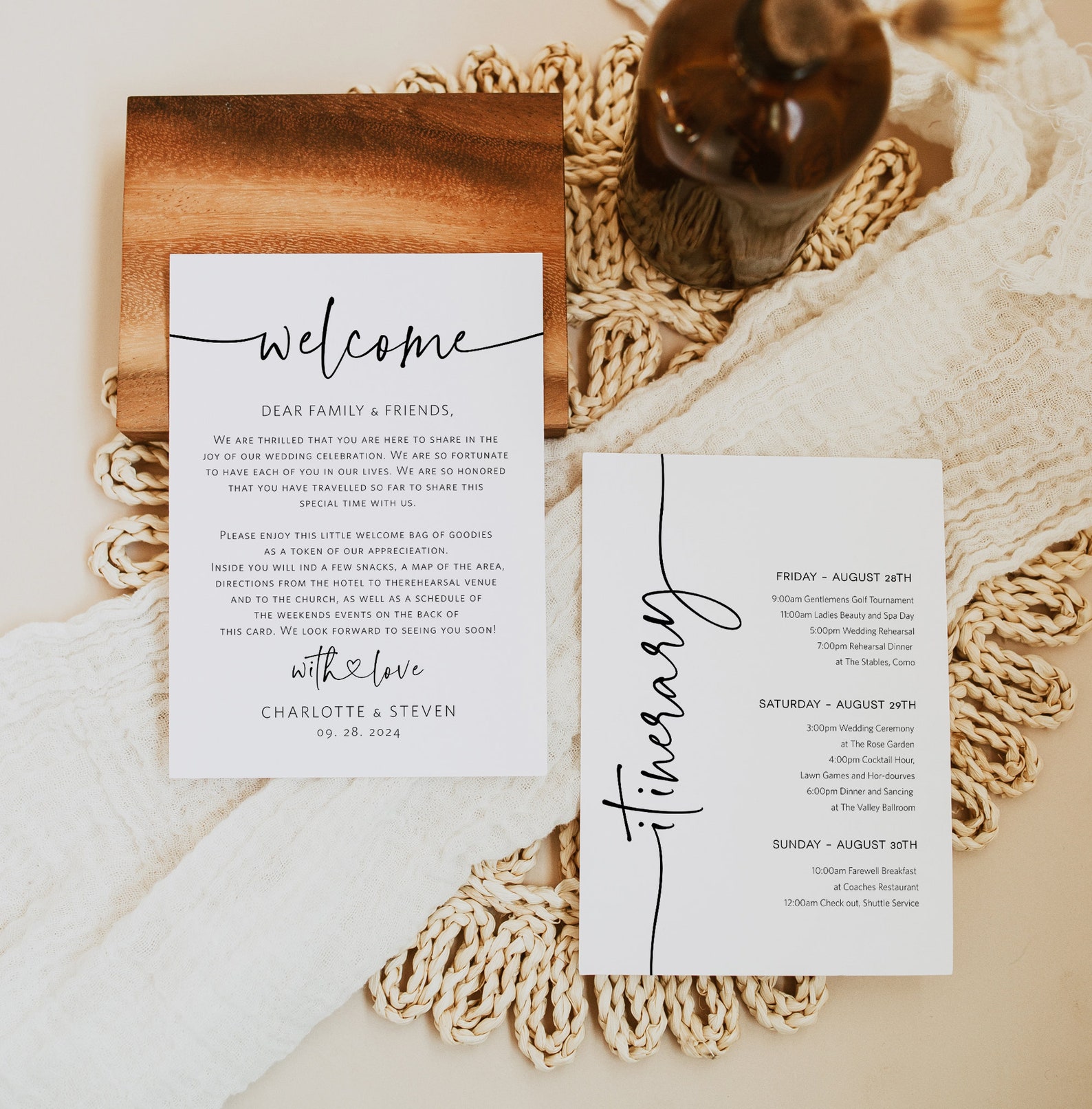 Welcome Letter & Timeline Card Minimalist Wedding Order of - Etsy Canada