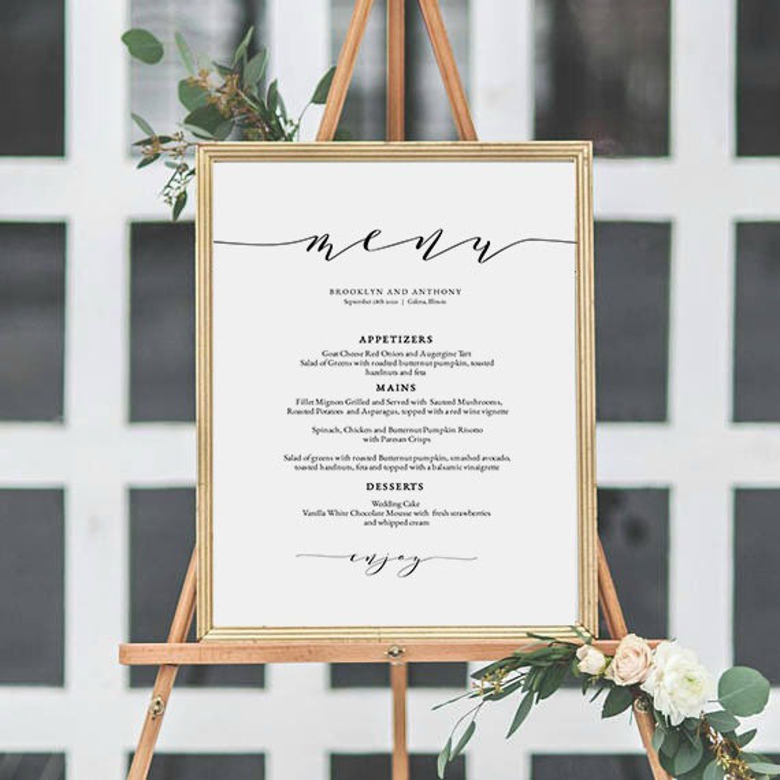 Wedding Menu Sign Printable Wedding Menu Poster Wedding Menu - Etsy