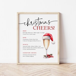 Christmas Bar Menu, Christmas Cheers Bar Sign, Editable Holiday Bar ...