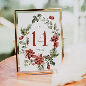 Christmas Printable Table Numbers, Holiday Table Numbers, 5x7, Templett ...
