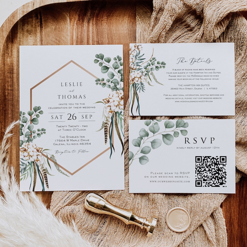 Boho Wedding Invitation - Etsy
