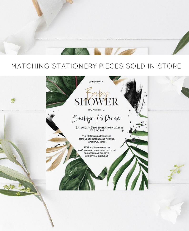 Tropical Menu Card Template Green Leaf Menu Printable Menu | Etsy