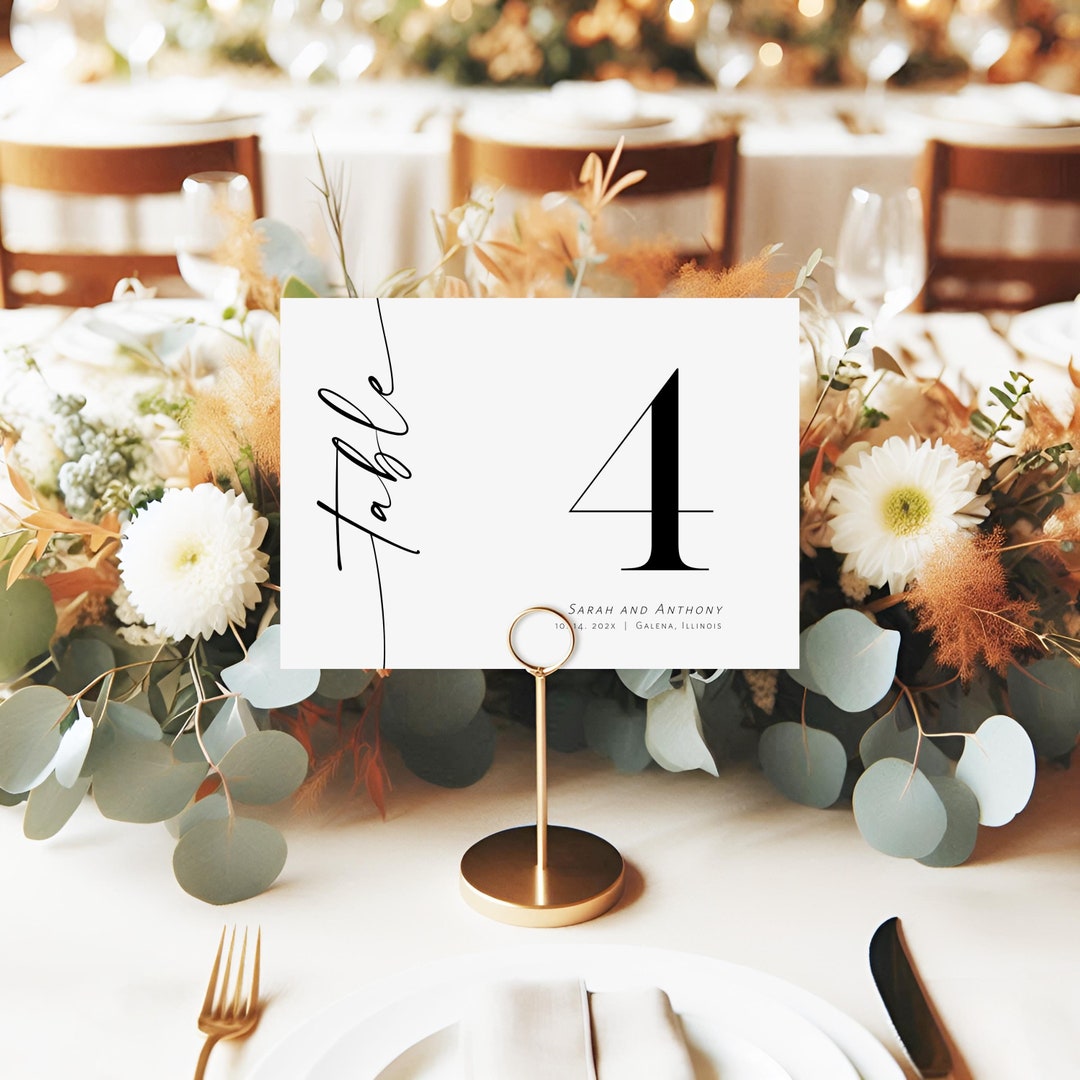Minimalist Wedding Table Numbers, Modern Table Numbers, Templett Table ...