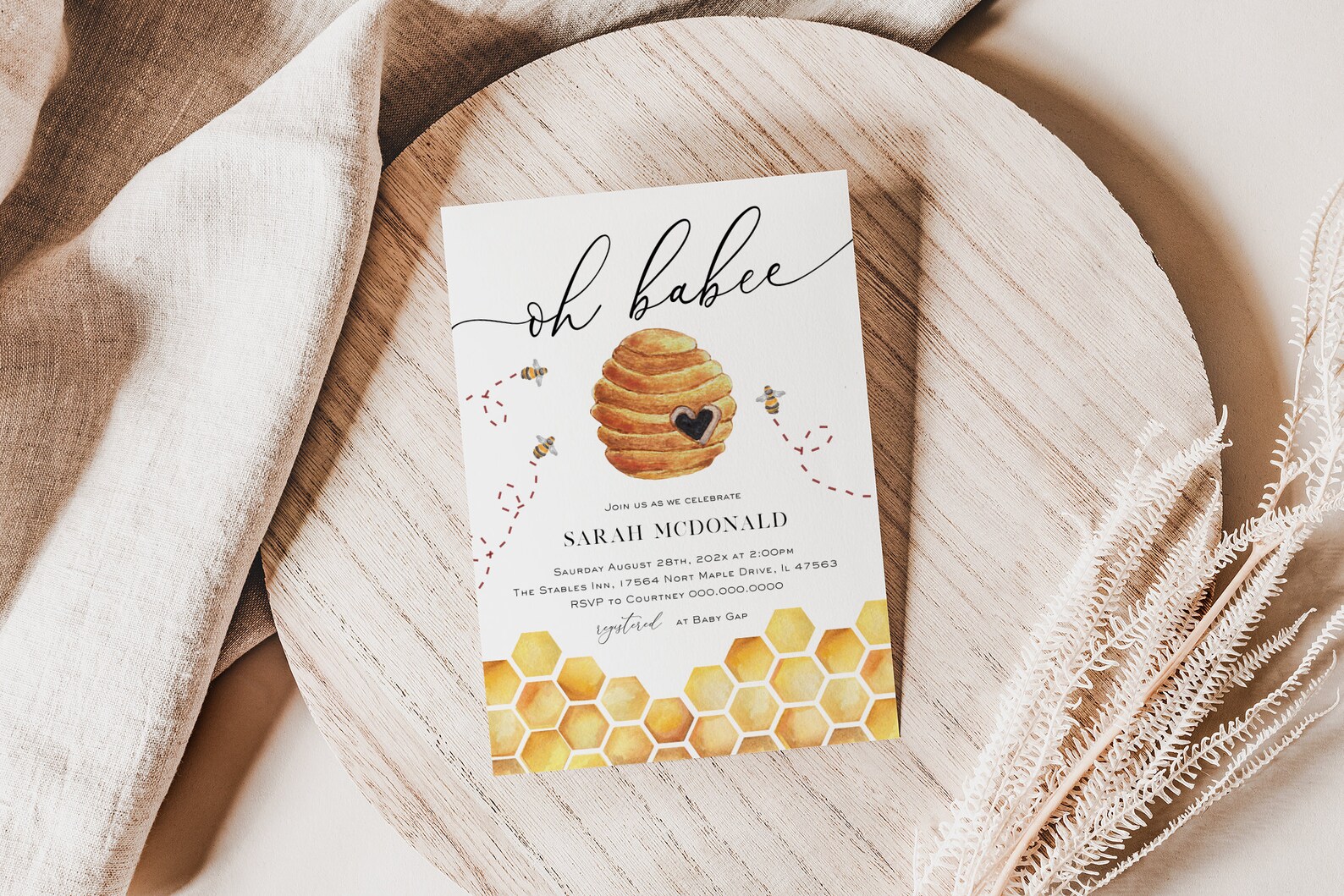 Bee Baby Shower Invitation Baby Shower Bundle Baby Shower - Etsy