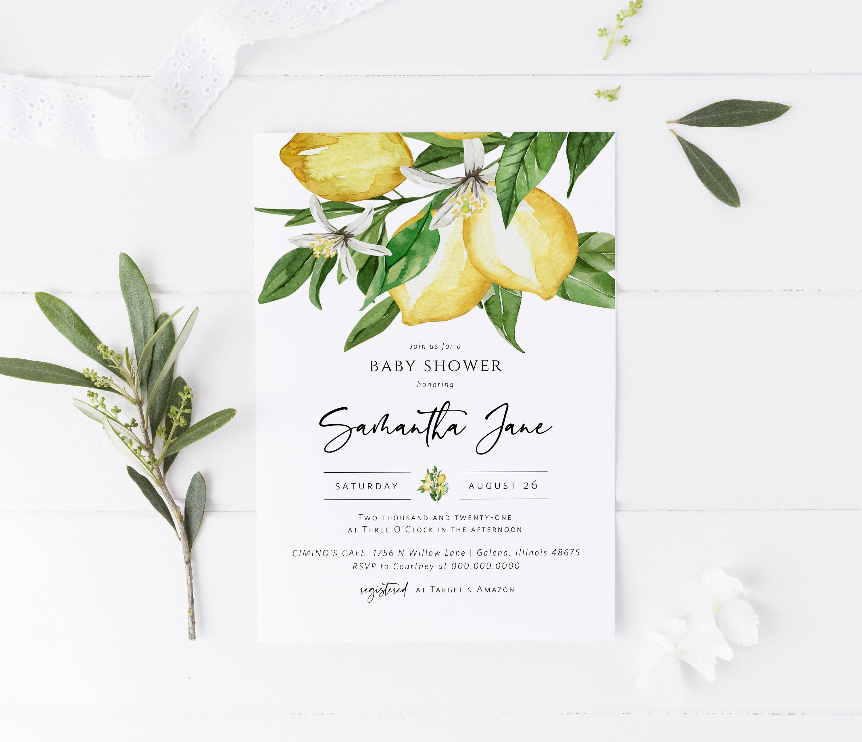 Lemon Baby Shower Invitation Citrus Baby Shower Invitation - Etsy