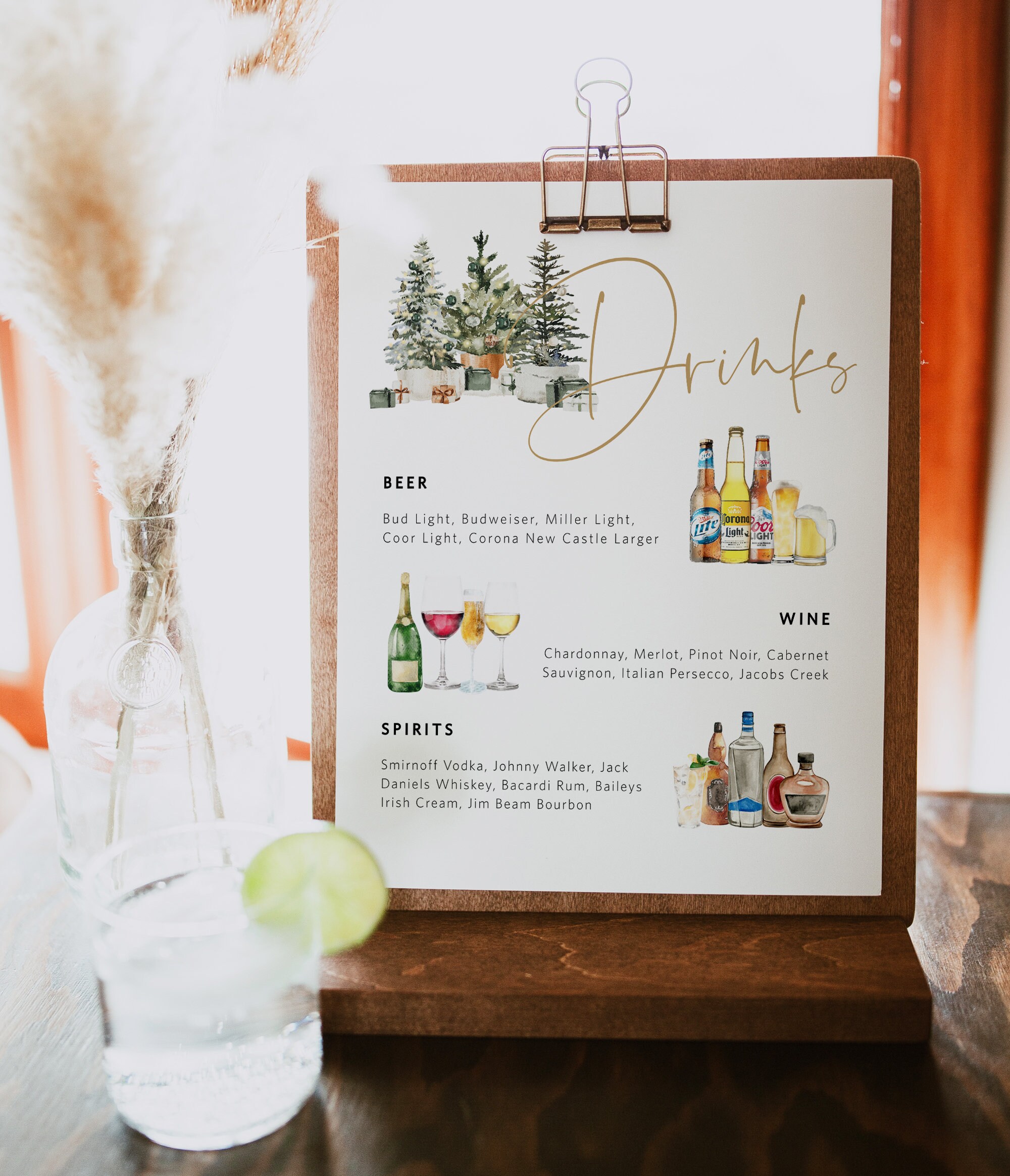 Christmas Drinks Sign Printable Christmas Bar Menu Template - Etsy