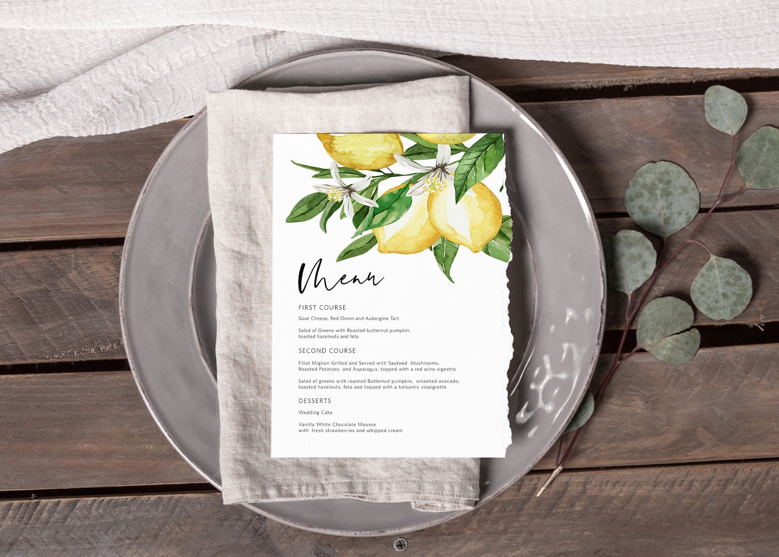 Lemon Menu Card Citrus Menu Printable Templett Menu Menu | Etsy