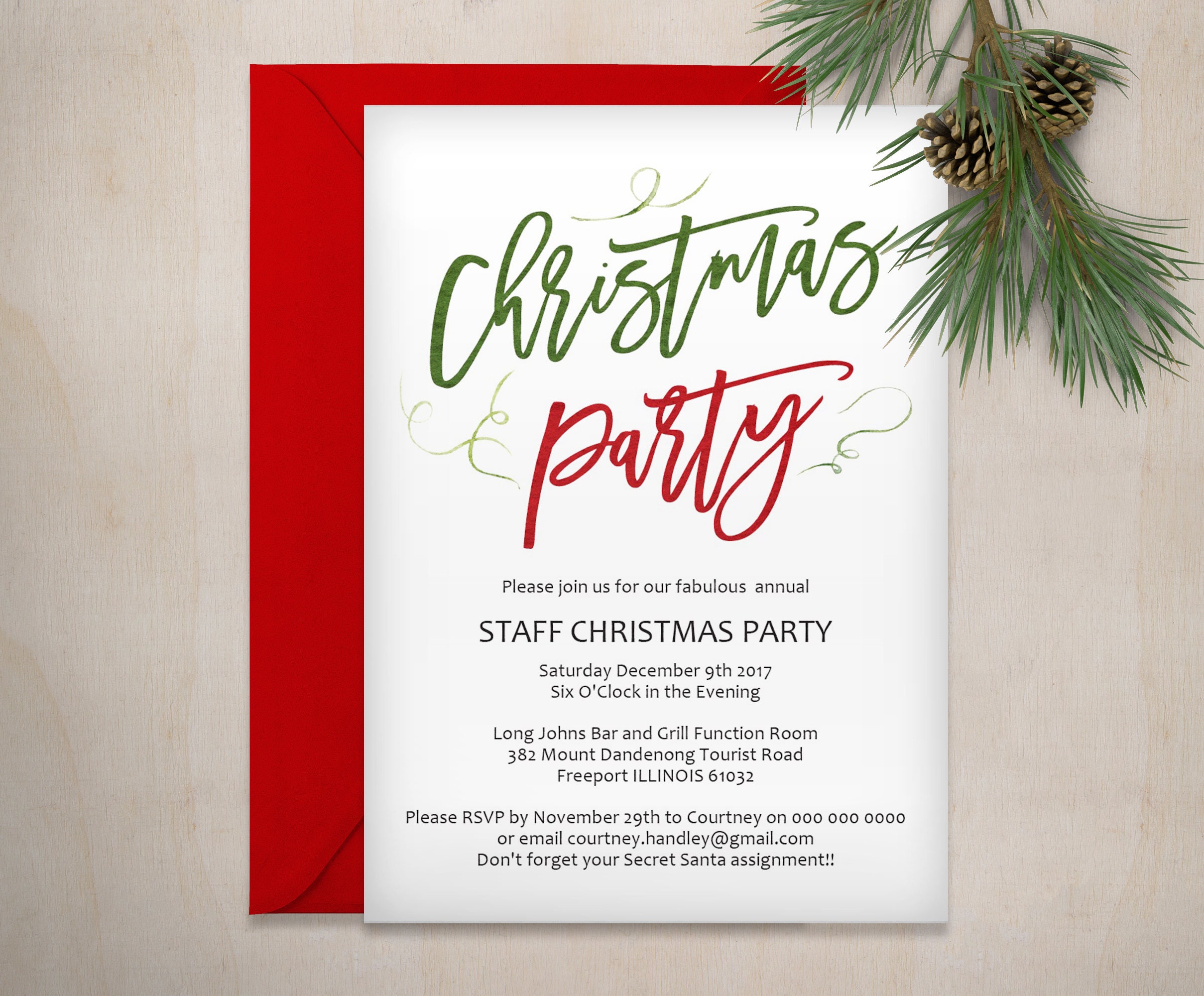 Christmas Party Invitation, Printable Invitation Template, Instant ...