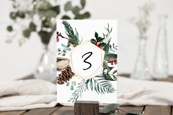 Christmas Table Numbers Printable Table Numbers Template | Etsy