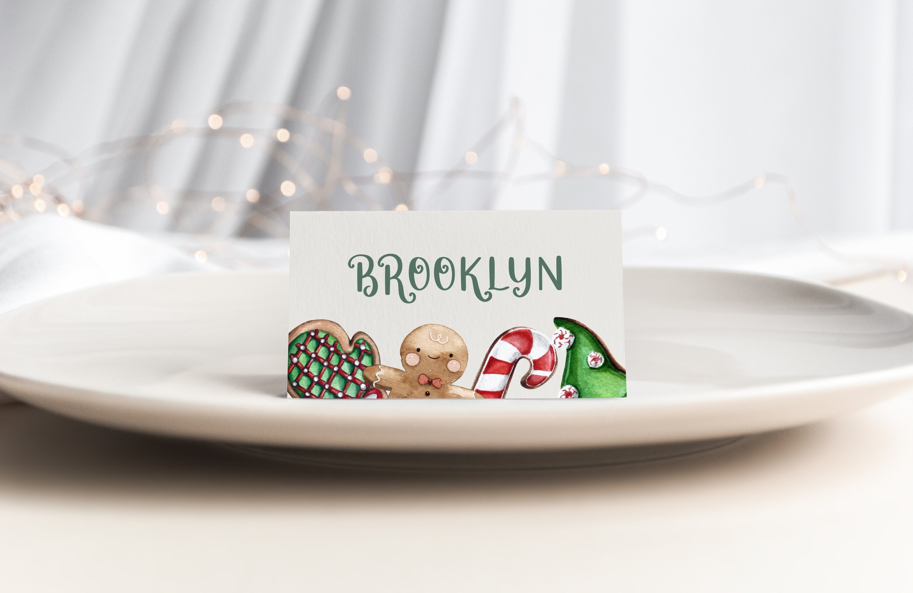 Christmas Cookie Place Card Template Holiday Party Seating | Etsy
