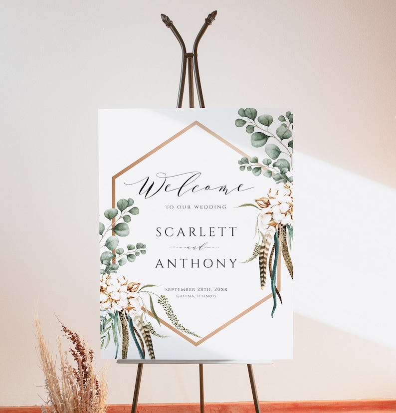 Boho Wedding Welcome Sign Printable Wedding Welcome Poster - Etsy