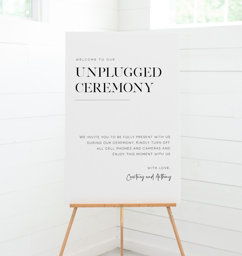 Unplugged Ceremony Sign Minimalist Wedding Unplugged Poster - Etsy