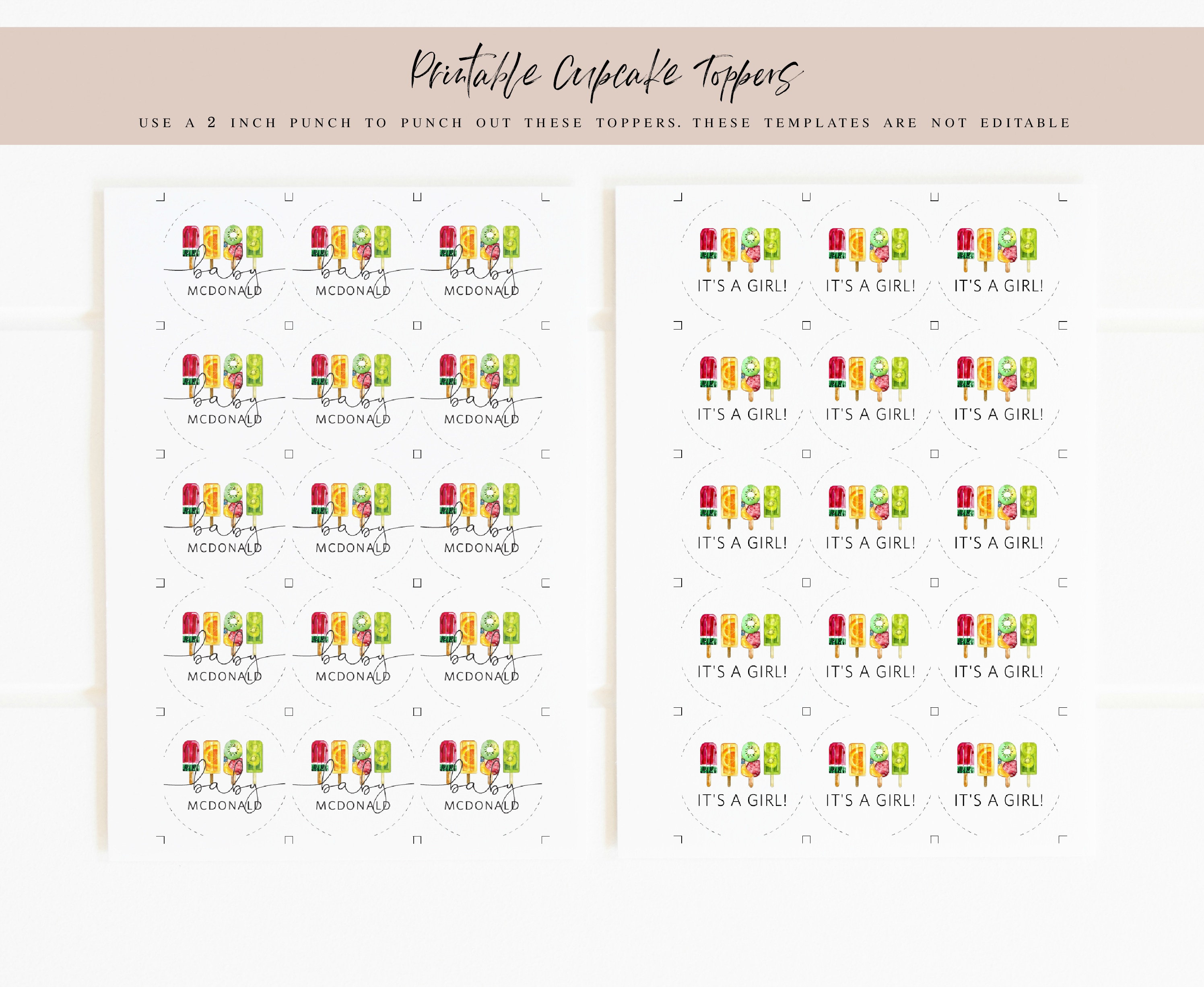 Popsicle Baby Shower Cupcake Toppers Printable Cupcake - Etsy