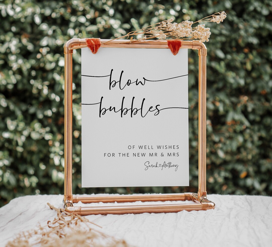 Blow Bubbles Wedding Sign Template, Wedding Sign Printable, Bubbles ...