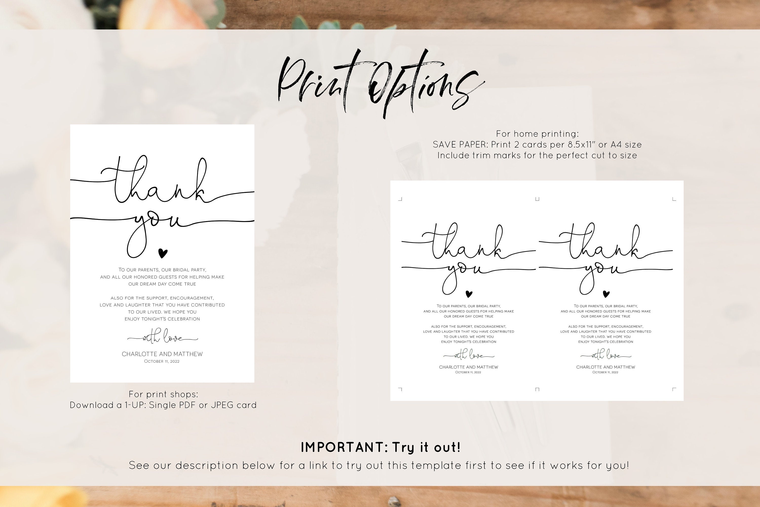 Script Wedding Thank You Note Printable Thank You Card - Etsy