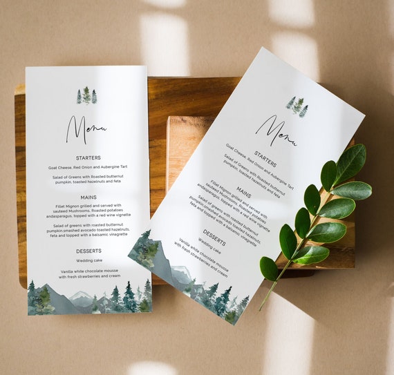Paper Templates Rustic Pine Trees Pine Forest Menu Template Wedding ...
