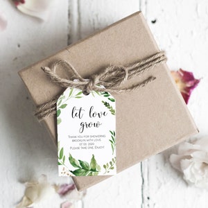 Greenery Let Love Grow Tag Template, Printable Favor Tag, Green Wreath ...