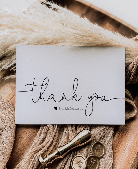 Script Thank You Card Template Thank You Card Printable - Etsy