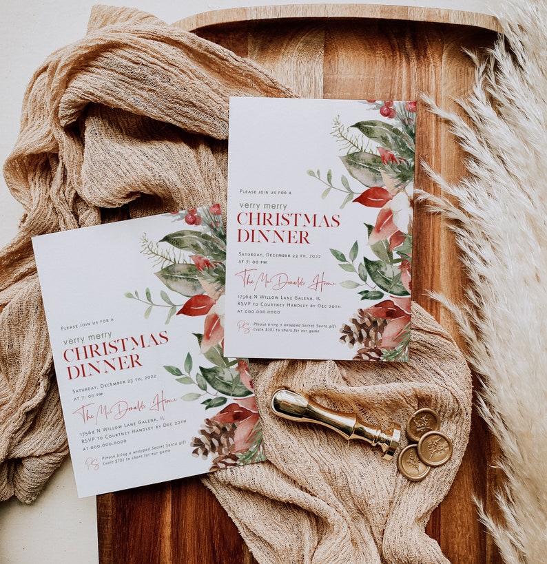 Christmas Invitation Printable, Christmas Dinner Invitation, Christmas ...