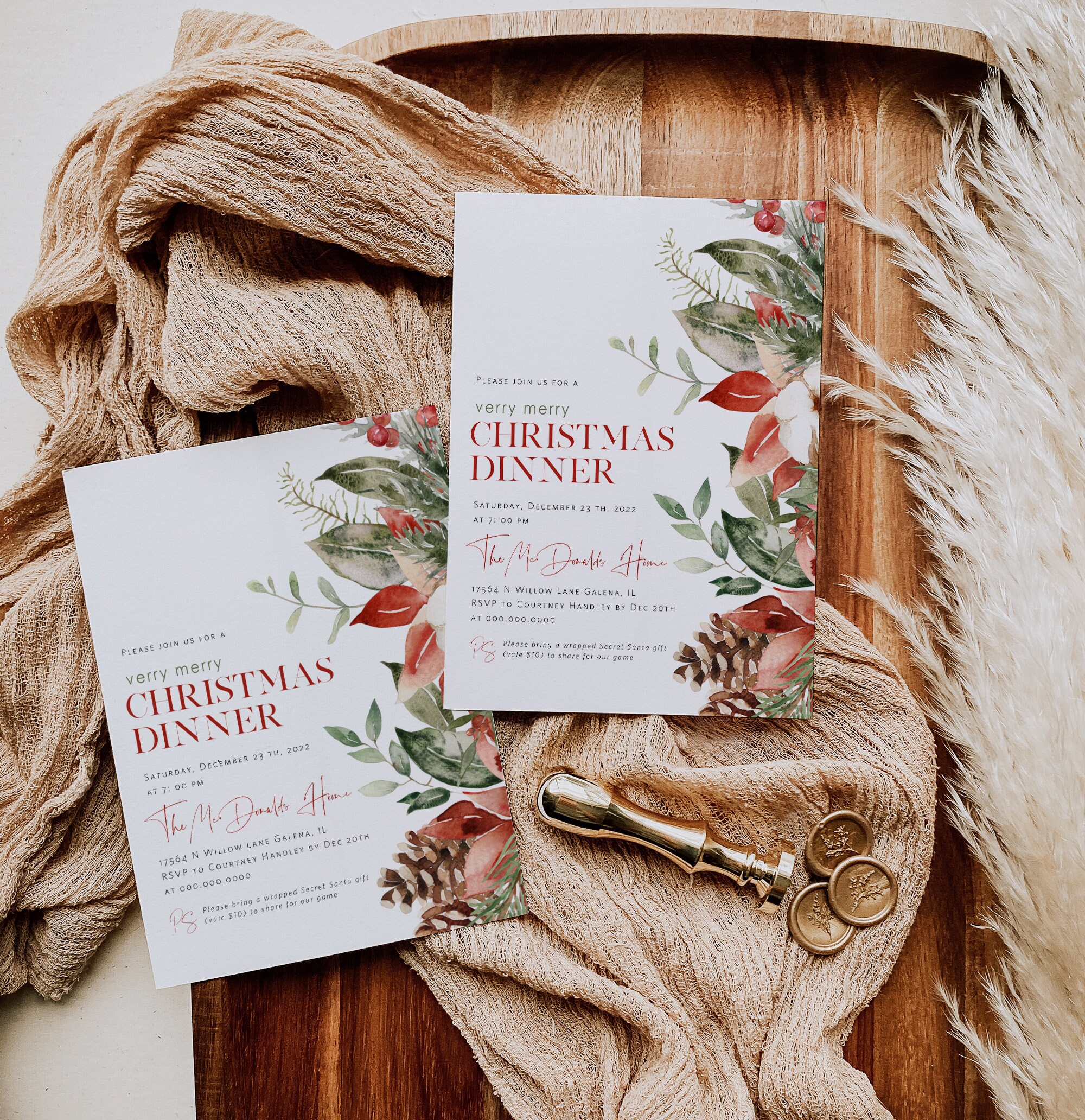 Christmas Invitation Printable Christmas Dinner Invitation - Etsy