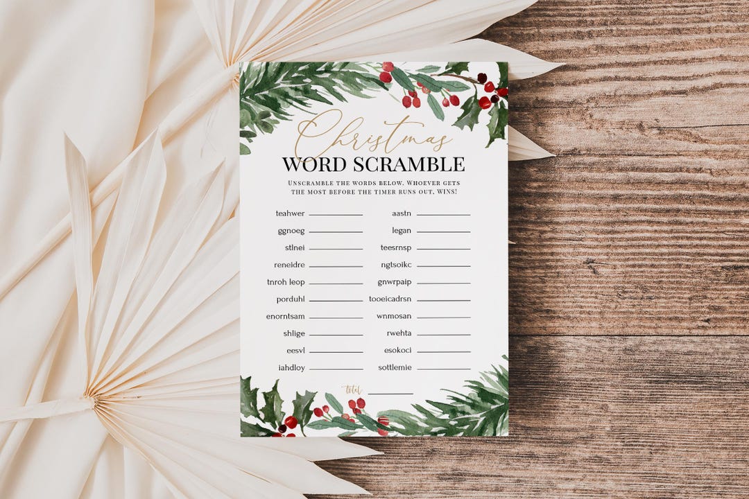 Christmas Word Unscramble Game, Holiday Party Game, Christmas Word Game ...