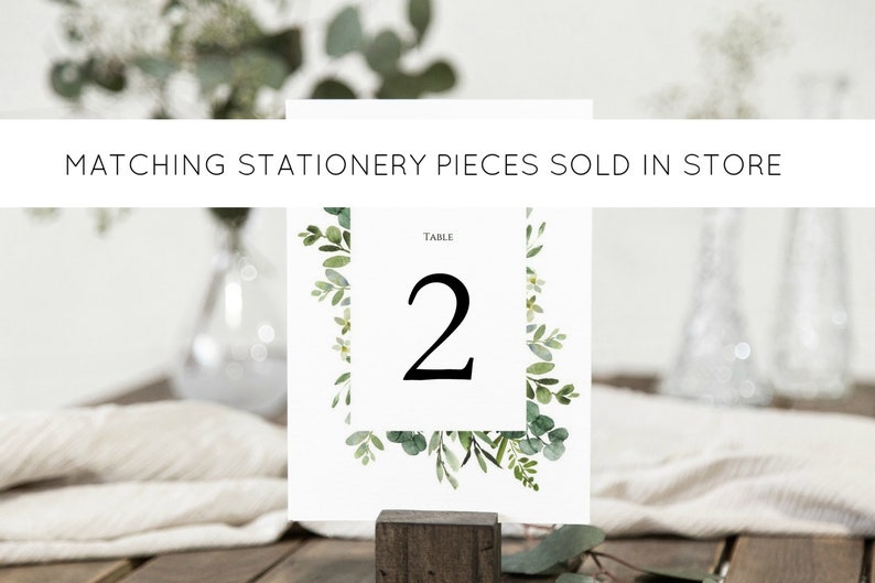 Greenery Seating Chart Cards, Printable Seating Chart Template, Table ...