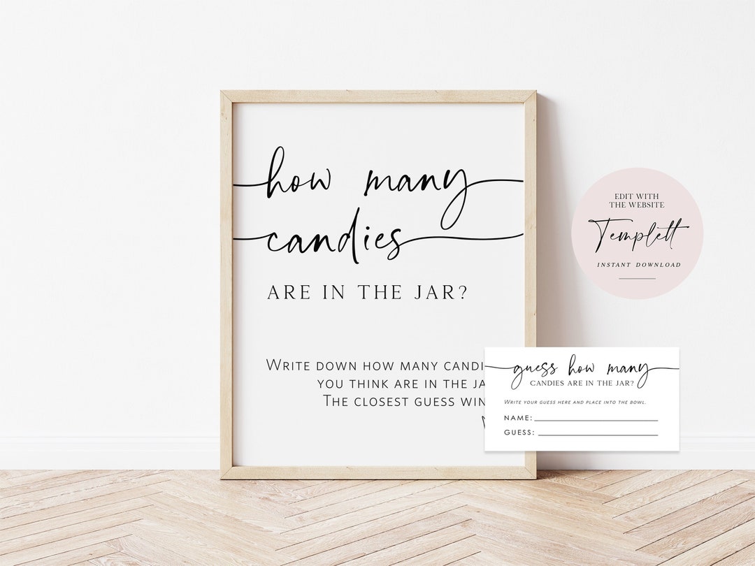 Candy Guessing Game, Guess How Many Candies, Bridal Shower Game, Script ...