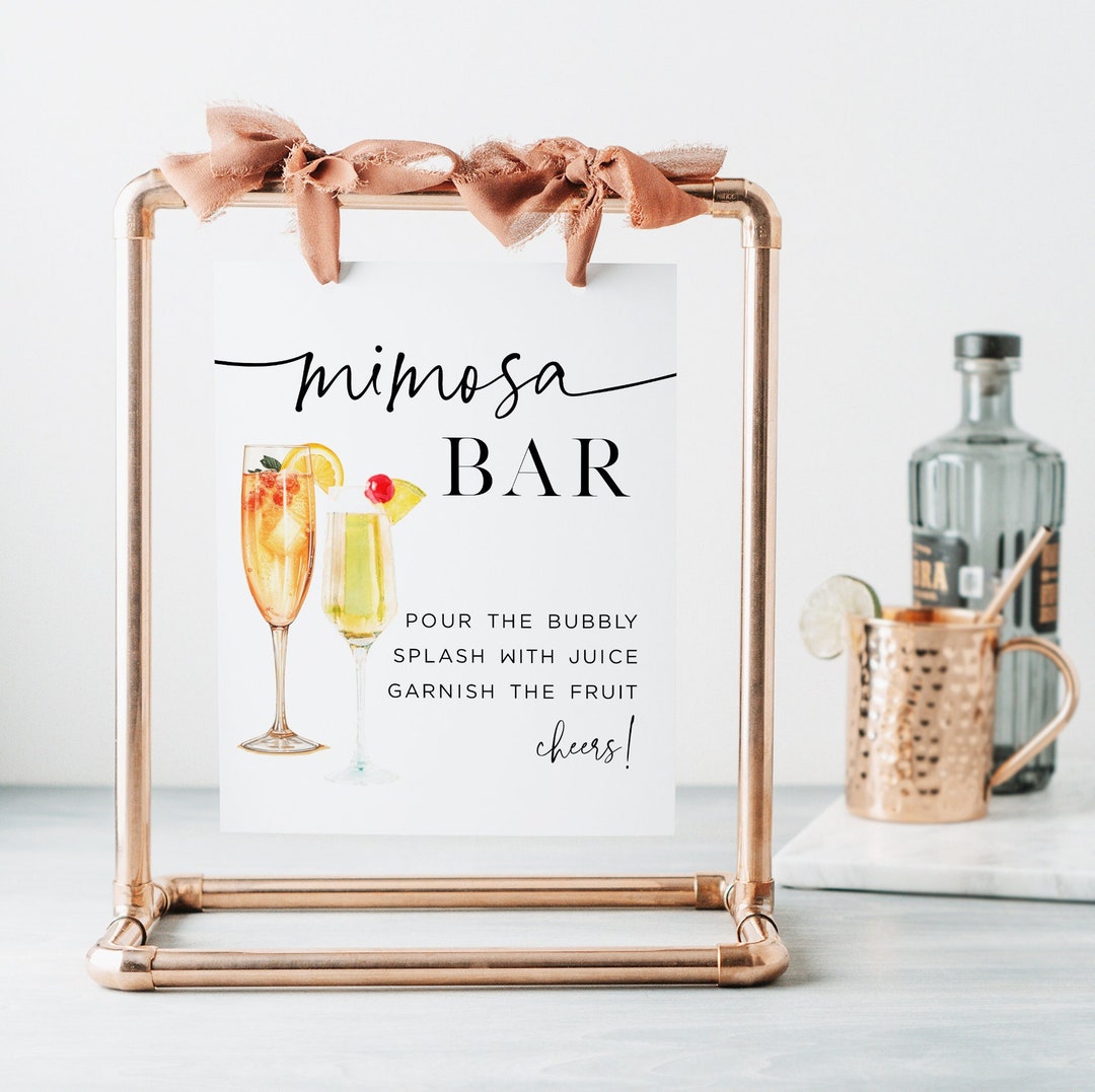 Mimosa Bar Sign, Printable Bar Sign, Script Momosa Bar Sign, Modern Bar ...