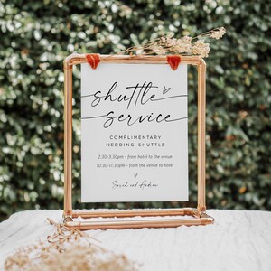 Shuttle Service Sign, Wedding Trolley Service Sign, Transportation Sign ...
