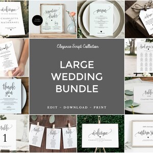 Calligraphy Wedding Bundle, Editable Wedding Templates, 100% Editable ...