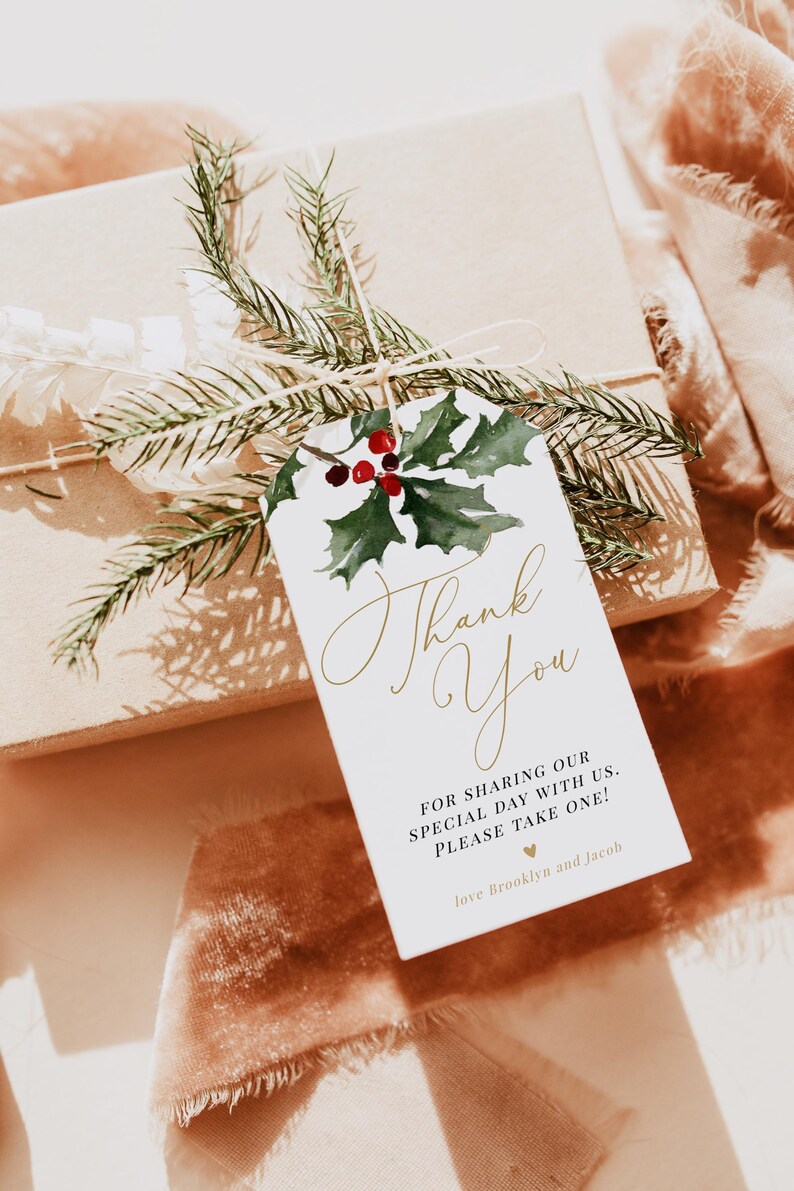 Christmas Favor Thank You Tag, Printable Favor Tag Template, Holiday ...