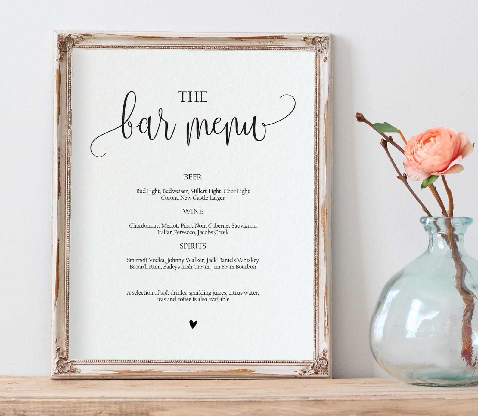 Bar Menu Sign Template Wedding Bar Sign Printable Bar Menu - Etsy Canada