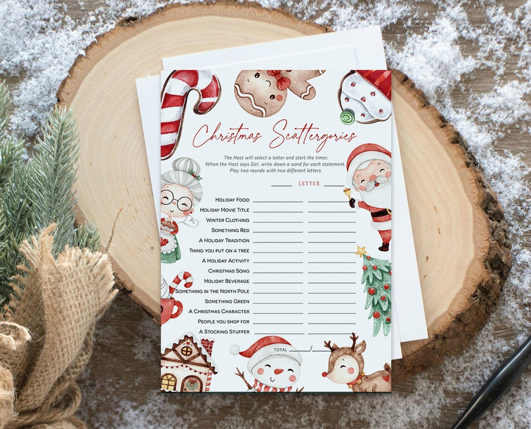 Christmas Scattergories Game, Holiday Edition Scattergories Game Card ...