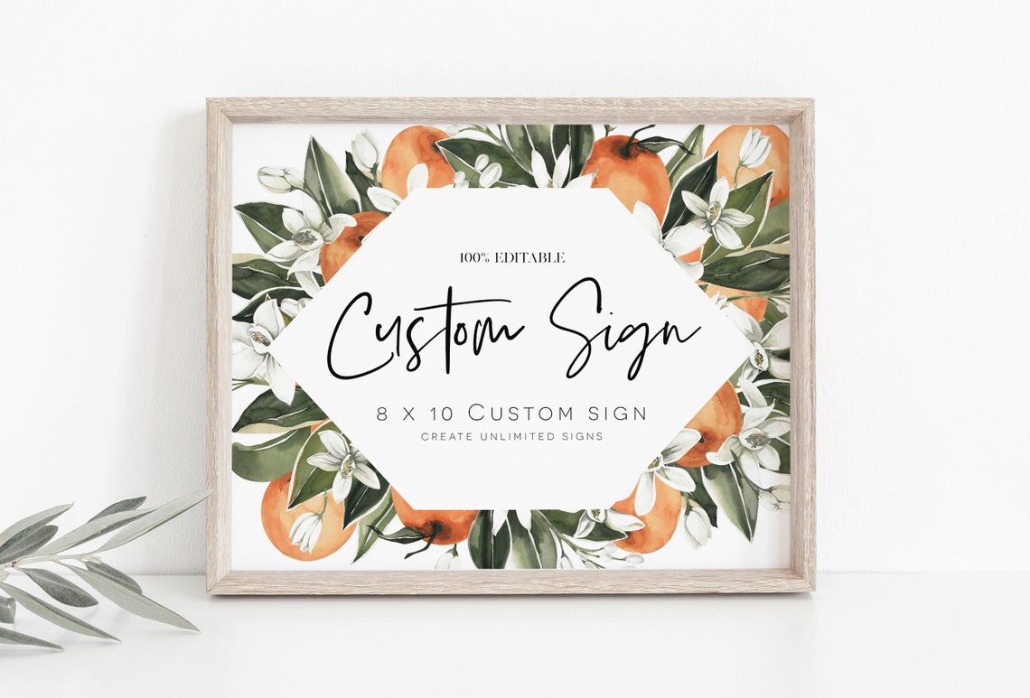 Citrus Custom Sign portrait and Landscape Editable Sign - Etsy