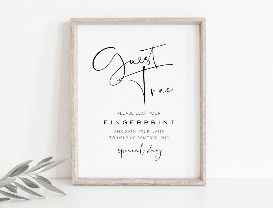 Guest Tree Fingerprint Sign, Wedding Thumbprint Guestbook Sign, 8x10 ...