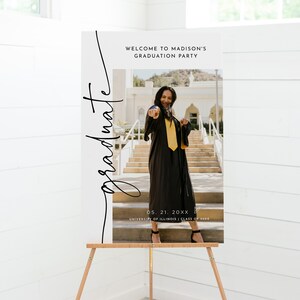 Graduation Welcome Sign, Photo Graduation Poster, Minimalist, College ...