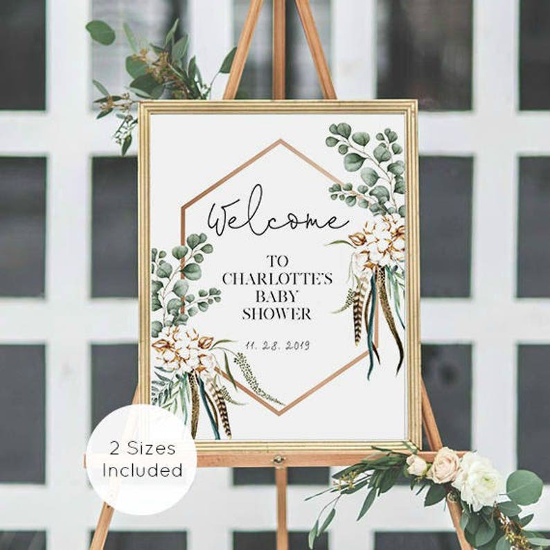 Shower Welcome Sign Boho Welcome Poster Template Baby Shower - Etsy