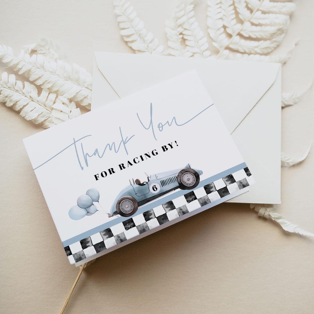 Littler Racer Thank You Card Template, Thank You Card Printable, Race ...