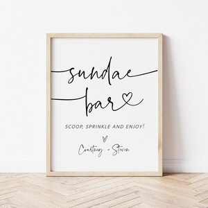 Sundae Bar Sign, Editable Ice-cream Bar Sign, Modern Wedding Ice Cream ...