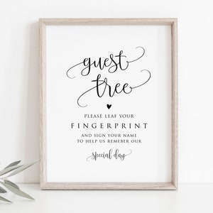 Guest Tree Fingerprint Sign, Wedding Thumbprint Guestbook Sign, 8x10 ...