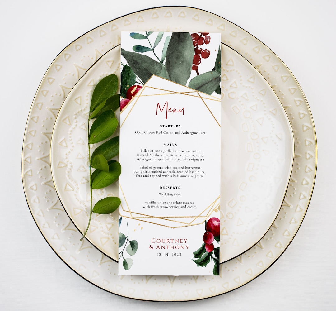 Printable Christmas Menu, Christmas Menu, Holiday Menu Card, Printable ...