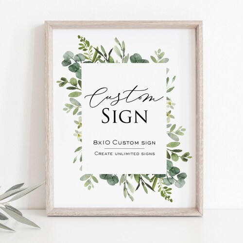 Greenery Custom Sign portrait and Landscape Editable Sign | Etsy
