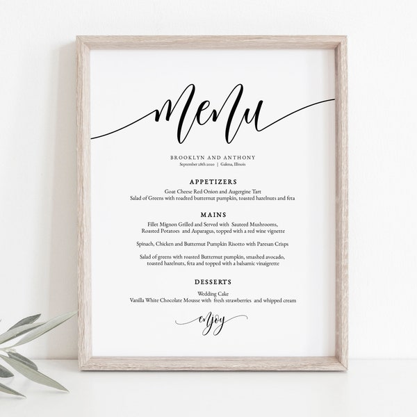 Calligraphy Menu - Etsy